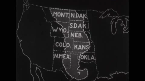 1930s: Map of United States, Great Plain... | Stock Video | Pond5