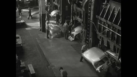 1930s - An overhead angle shows giant pr... | Stock Video | Pond5