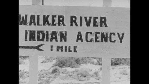 1930s: Sign points to Walker River India... | Stock Video | Pond5