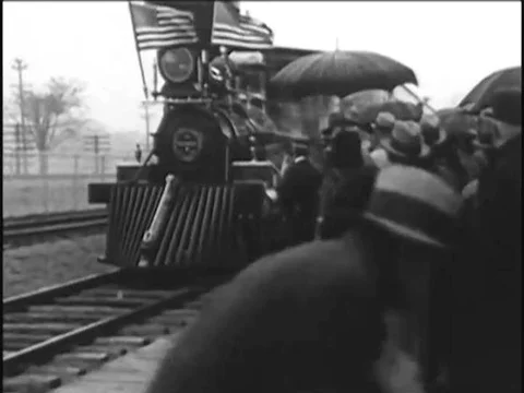 1931 Thomas Edison arrives by train, is... | Stock Video | Pond5