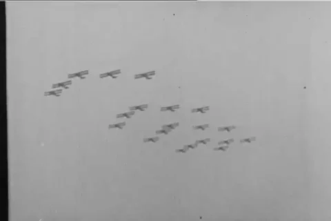 1931 - US Navy planes fly over the USS A... | Stock Video | Pond5