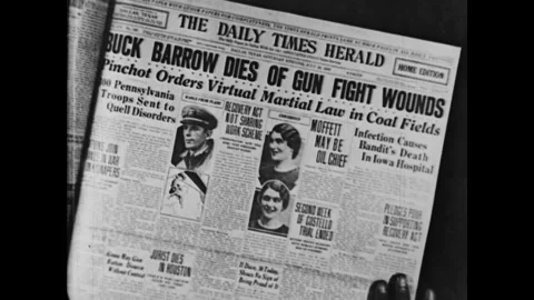 1934 - Newspaper headlines cover the cri... | Stock Video | Pond5