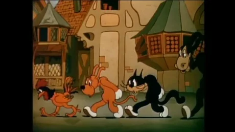 1935 - In this animated film, a rooster,... | Stock Video | Pond5