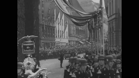 1937 - German civilians cheer as Hitler ... | Stock Video | Pond5