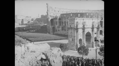 1938 - Italian troops pass for review by... | Stock Video | Pond5