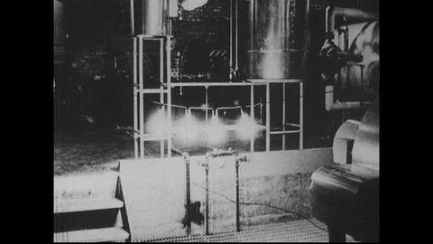 1940s-1950s : A nuclear reactor in a lar... | Stock Video | Pond5