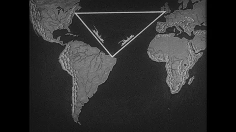 1940s: Animated global map with triangle... | Stock Video | Pond5