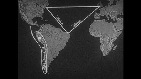 1940s: Animated global map with triangle... | Stock Video | Pond5