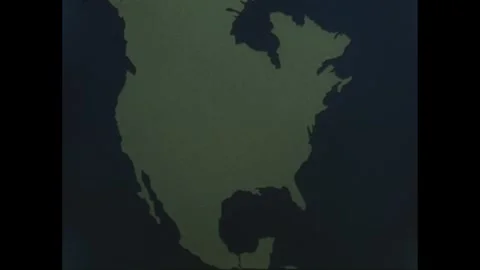 1940s: Animated map of North America, re... | Stock Video | Pond5