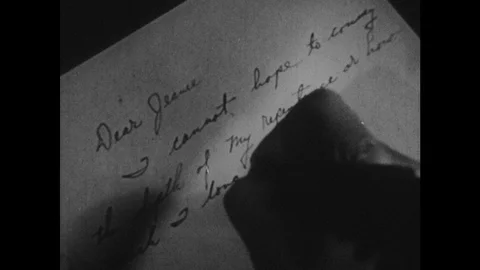 1940s: Close up, hand writing letter. | Stock Video | Pond5