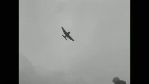 1940s: fighter jets flying around battle... | Stock Video | Pond5