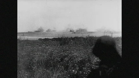 1940s Germany: Soldier in trench. Explos... | Stock Video | Pond5