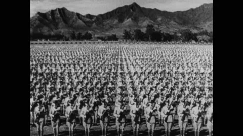 1940s: Hitler, Pu Yi, and Mussolini. Gro... | Stock Video | Pond5