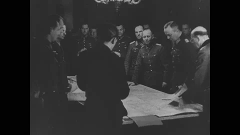1940s: Hitler talks to Nazi officers aro... | Stock Video | Pond5