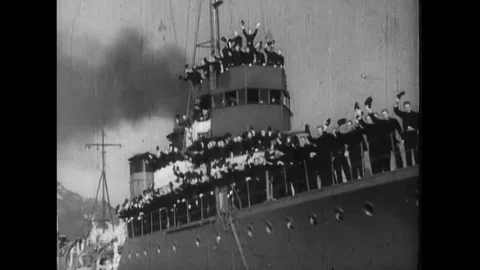 1940s - A Japanese Navy convoy is seen u... | Stock Video | Pond5