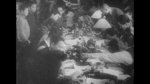 1940s: Japanese reporters at table / Rep... | Stock Video | Pond5