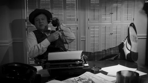 1940s Male Reporter Phone Conversation w... | Stock Video | Pond5