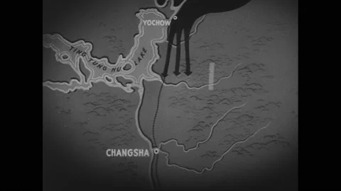 1940s: Map of China. A circle appears ar... | Stock Video | Pond5