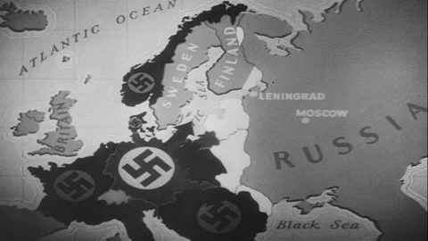 1940s: Map of Nazi Germany invading Russ... | Stock Video | Pond5