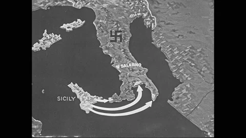 1940s: Map of Sicily and Italy. Soldiers... | Stock Video | Pond5