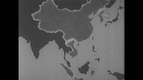 1940s: Map of Southeast Asia, highlighti... | Stock Video | Pond5