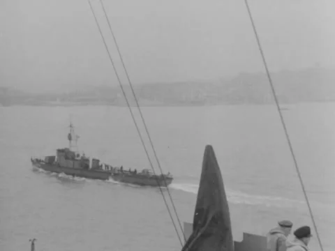 1940s: Naval ship seen from deck | Stock Video | Pond5