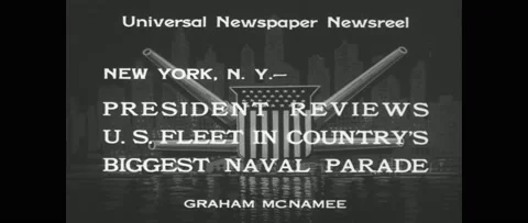 1940s: Newsreel title. Naval ships on pa... | Stock Video | Pond5