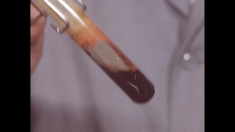 1940s: Person swirls test tube over buns... | Stock Video | Pond5