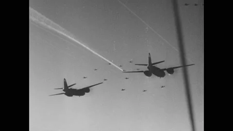 1940s: Pilot in cockpit. Fighter jets fl... | Stock Video | Pond5