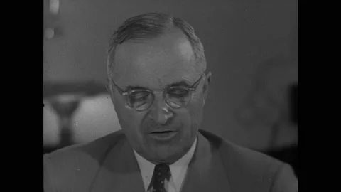 1940s: President Harry S. Truman talks, ... | Stock Video | Pond5