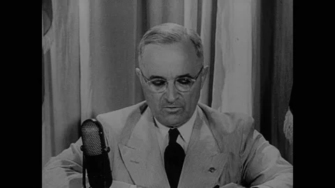 1940s: President Harry S. Truman gives b... | Stock Video | Pond5