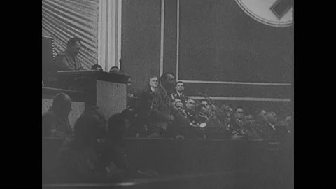 1940s: President signs paper. Nazi rally... | Stock Video | Pond5