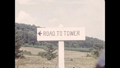 1940s: Road to tower sign. View of Bowma... | Stock Video | Pond5