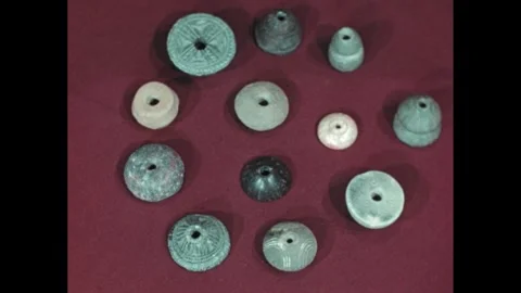1940s: Selection of pottery tokens with ... | Stock Video | Pond5