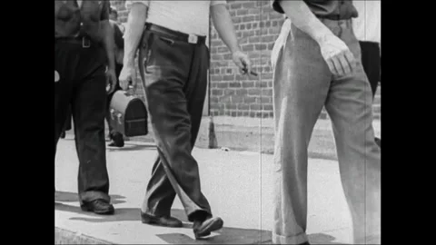 1940s: Shots of picket line, hands holdi... | Stock Video | Pond5