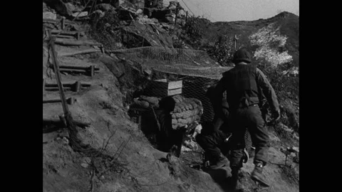 1940s: Soldiers at military stronghold b... | Stock Video | Pond5