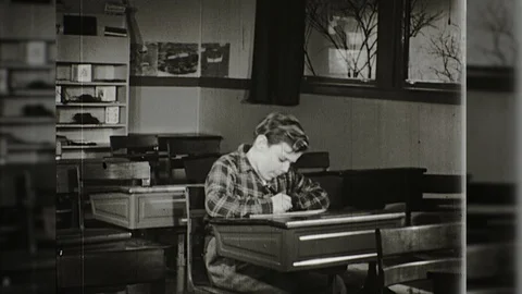 1940s Study Hard School Boy Student Kids... | Stock Video | Pond5