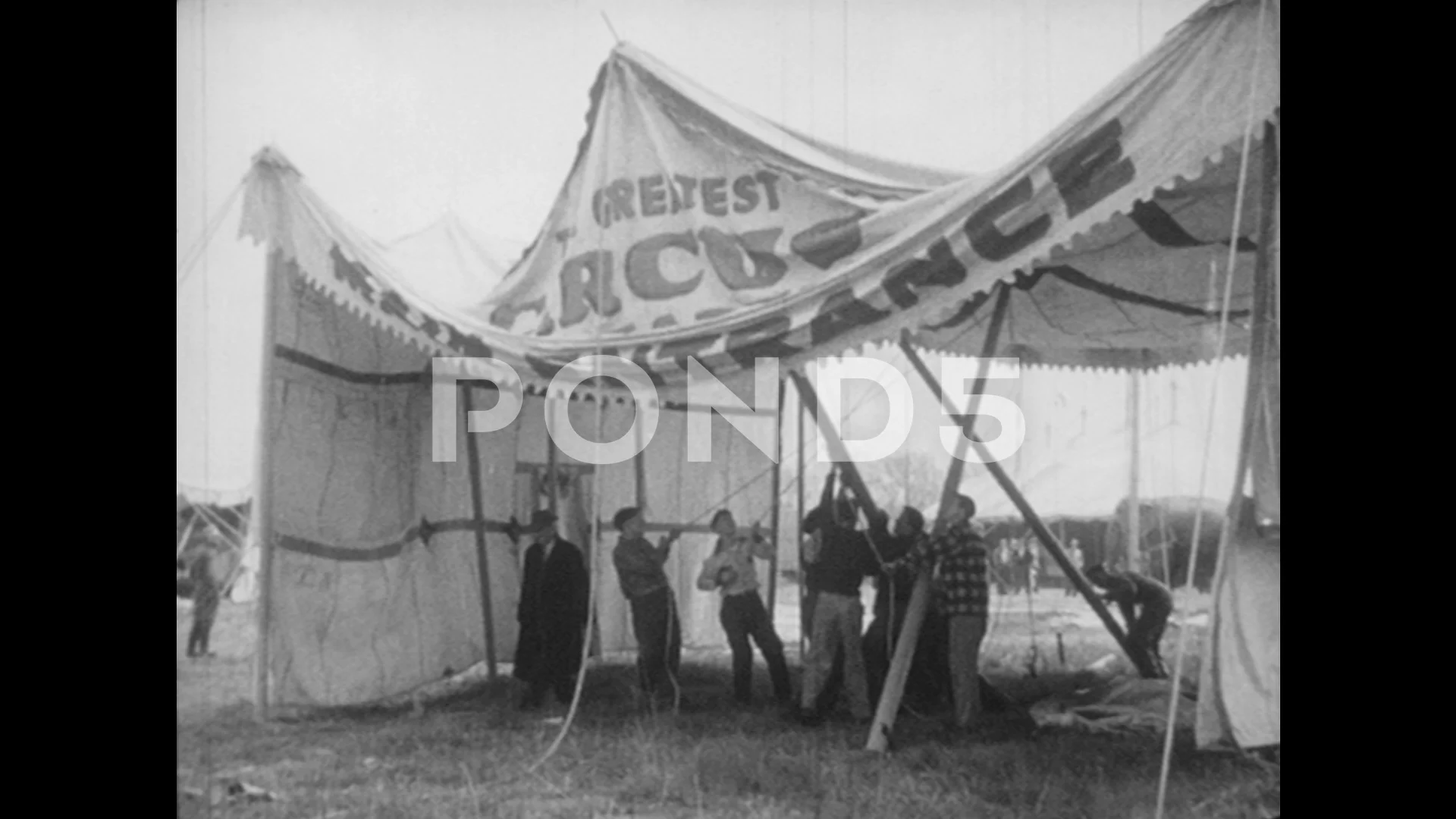 Circus Tents Black And White Cartoon Depiction Of A Night Circus With