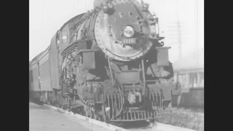 1940s: Train moves on tracks | Stock Video | Pond5