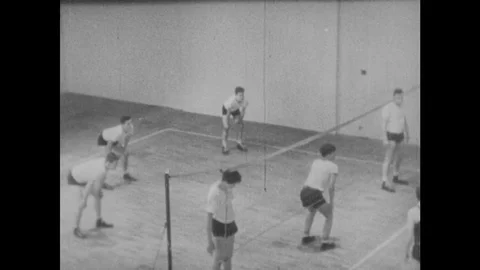1940s: Volleyball player in the back rec... | Stock Video | Pond5