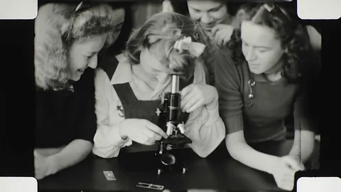 1940s Young Women Teen Study Science Bio... | Stock Video | Pond5