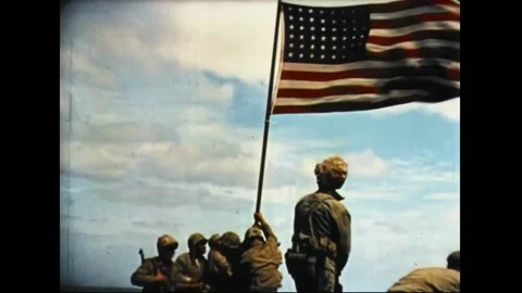 1942 Pacific War - Rising of Flag on Iwo... | Stock Video | Pond5