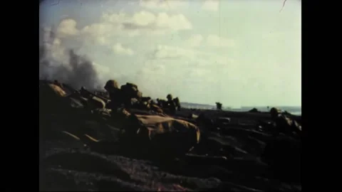 1942 Pacific War - US landing operation ... | Stock Video | Pond5