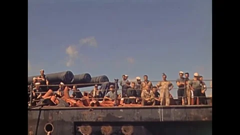 1942 - US Navy personnel is seen on the ... | Stock Video | Pond5