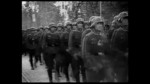 1943 - Nazi troops march past Adolf Hitl... | Stock Video | Pond5