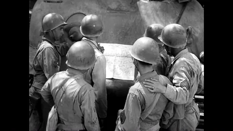 1943 - A platoon leader meets with his t... | Stock Video | Pond5