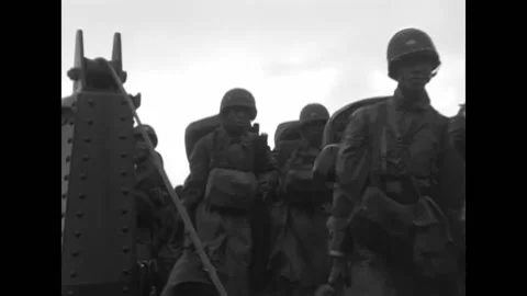 1944 - African-American soldiers disemba... | Stock Video | Pond5