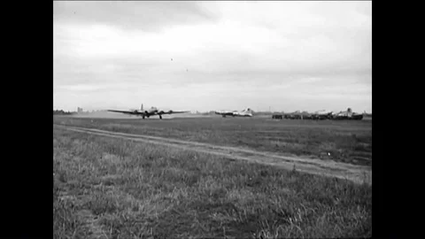 1944 - American fighter planes take off ... | Stock Video | Pond5