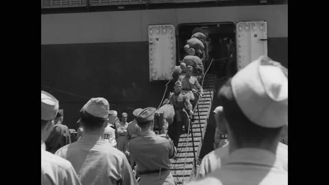 1944 - American soldiers disembark from ... | Stock Video | Pond5