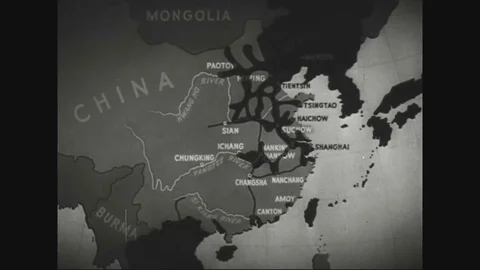 1944 - An animated map shows how the Chi... | Stock Video | Pond5